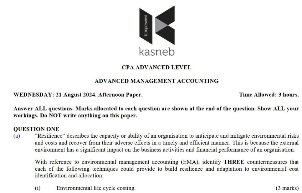 April 2025 CPA Management Accounting Past Paper answers#8211; KASNEB NOTES